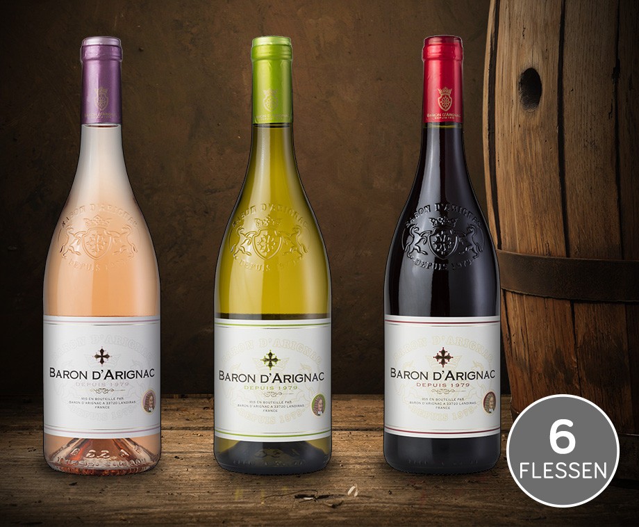6 Flessen Wijn Van Baron D'Arignac - Wit, Rood Of Rosé ...
