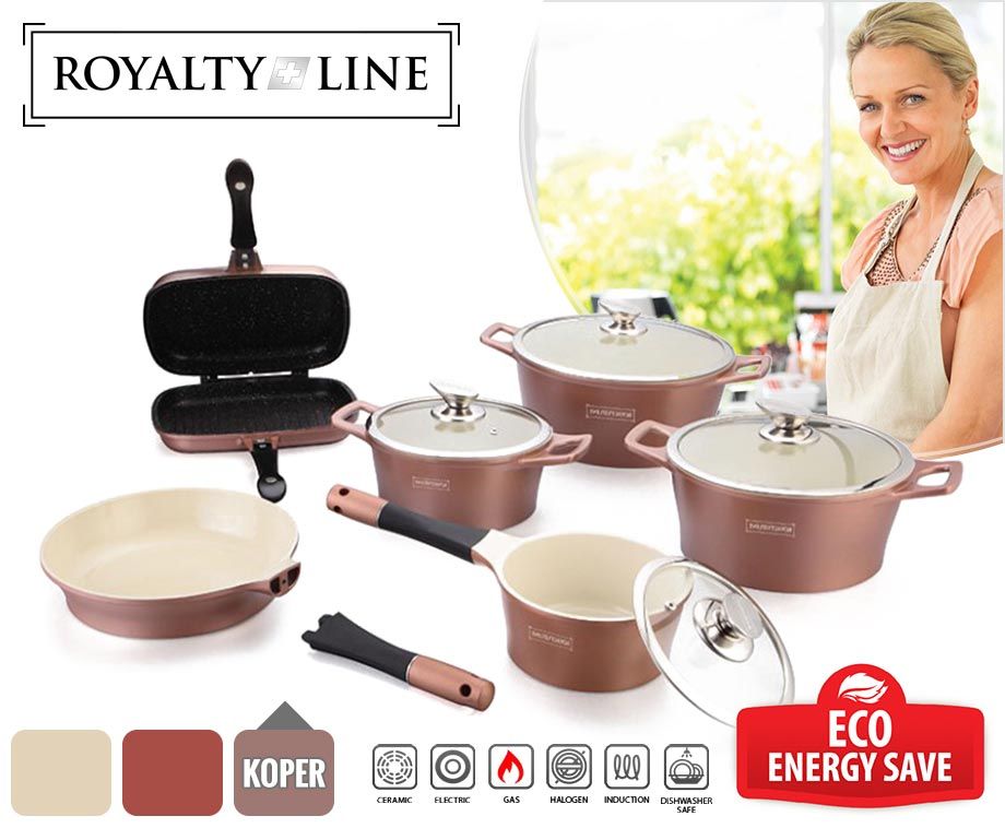 12-Delige Royalty Line Switzerland Keramische Pannenset Aanb