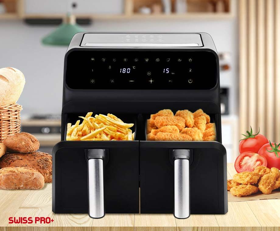 Swiss Pro Dubbele Airfryer Aanbieding ⏰ | VoordeelVanger.nl