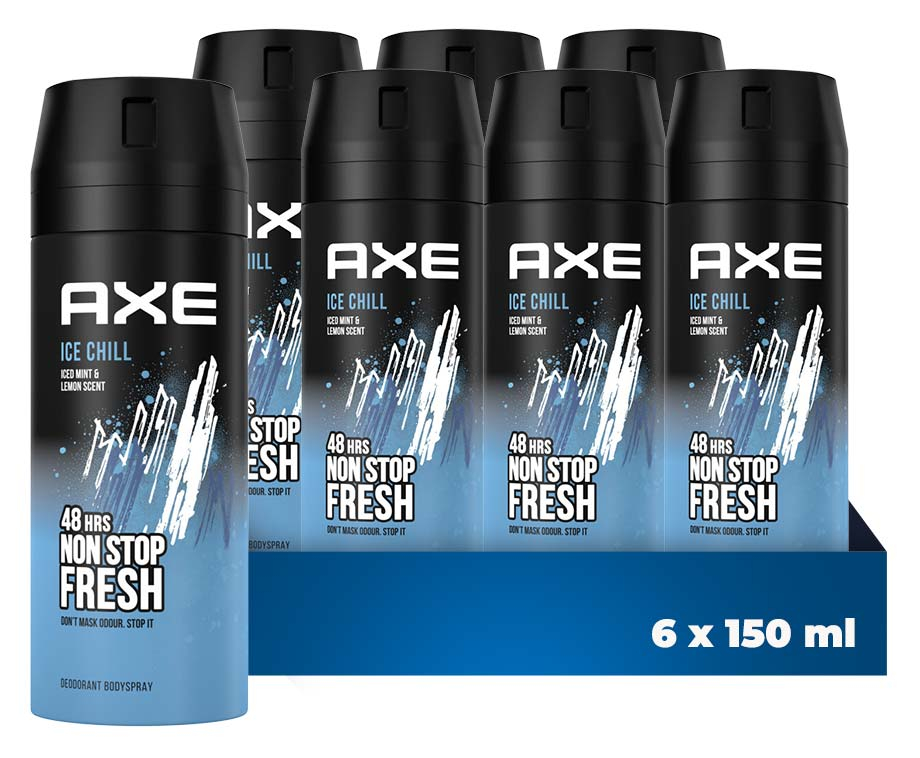 6x 150ml AXE Deo Spray Ice Chill Aanbieding ⏰ | VoordeelVang