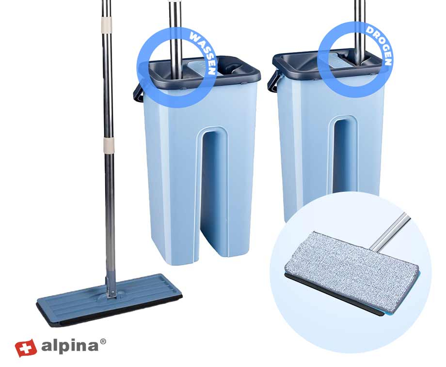 Alpina Flat Mop Met Emmer 360° Draaibaar Aanbieding ⏰ | Voor