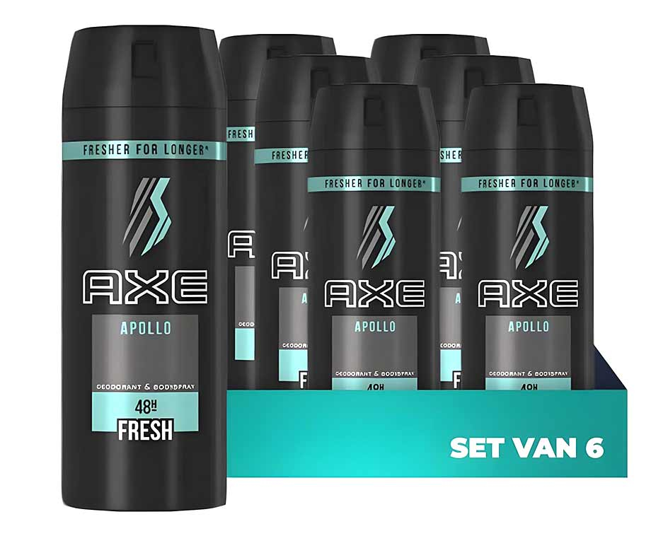 6x 150ml AXE Deo Spray Apollo Aanbieding ⏰ | VoordeelVanger.