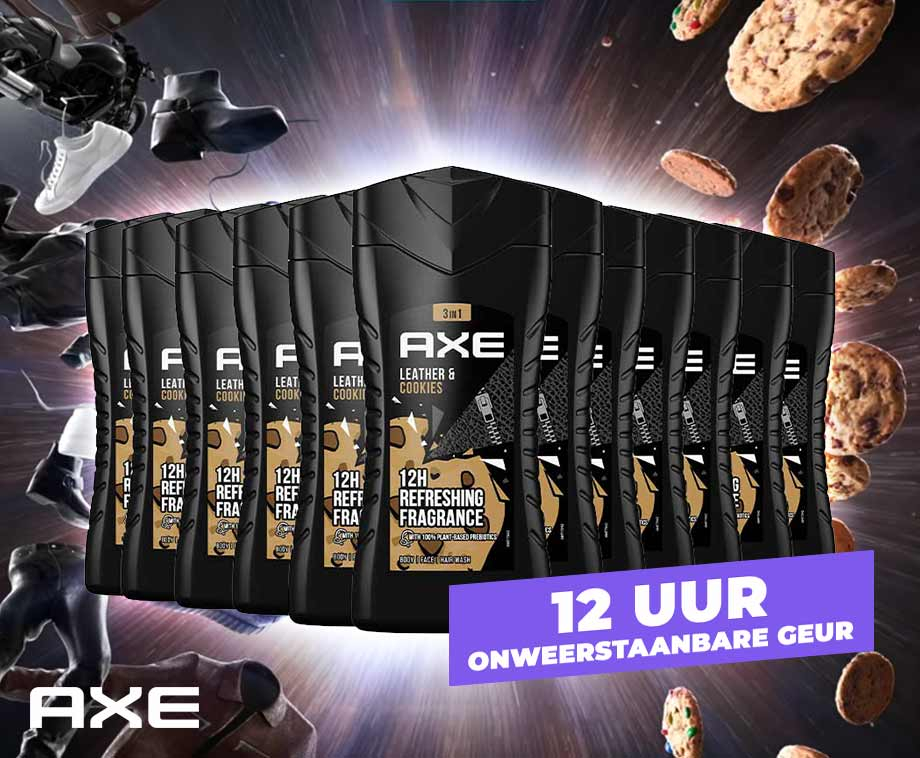 12x400ml Axe 3-in-1 Douchegel Leather And Cookies Aanbieding