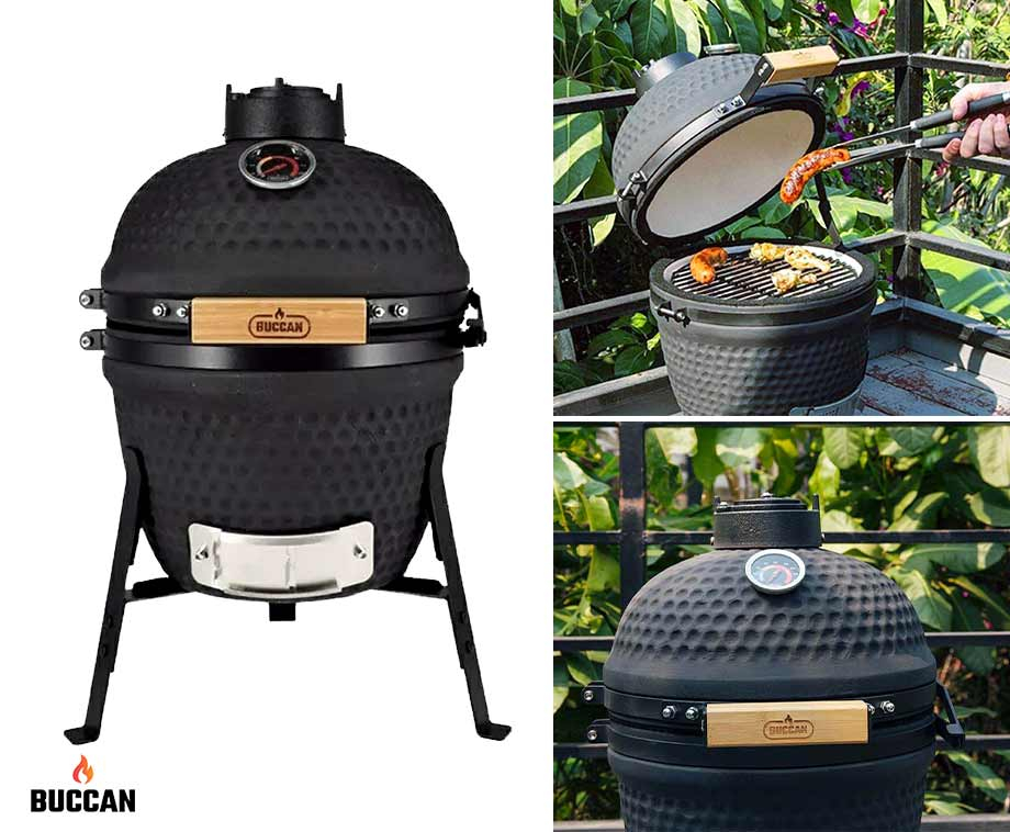 Kamado Egg BBQ Buccan Ø33 cm Zwart Aanbieding ⏰ | VoordeelVa