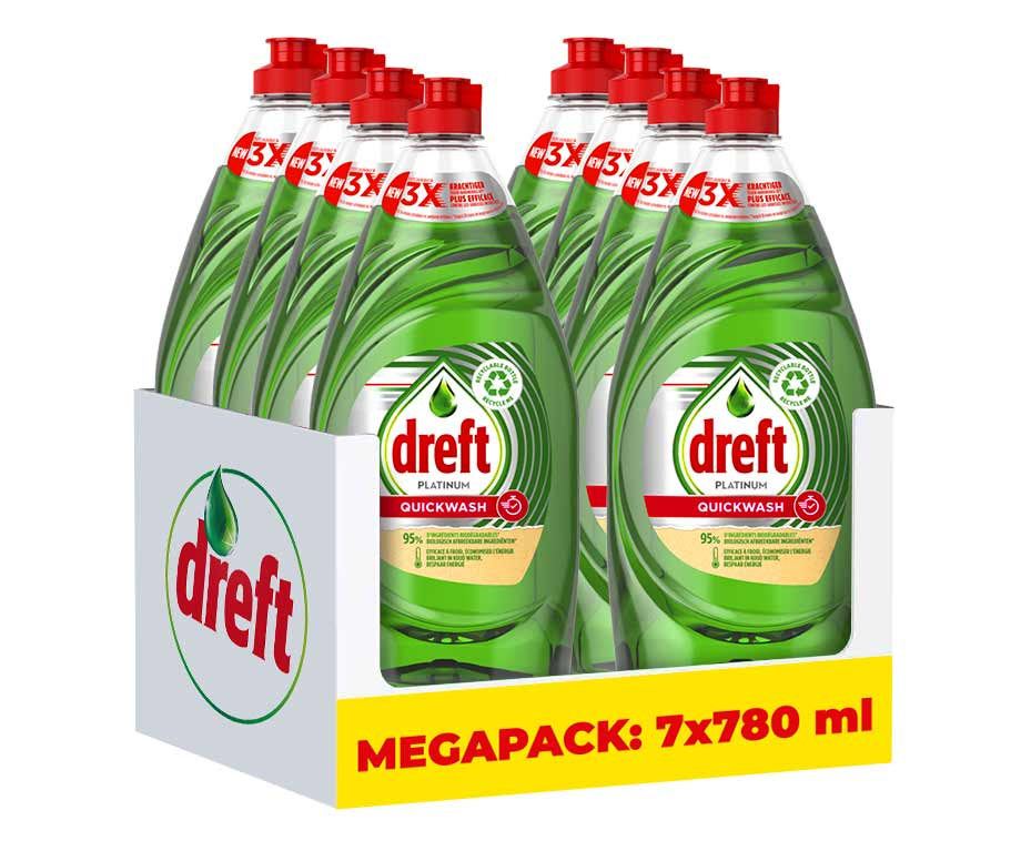 8x780 ml Dreft Platinum Quickwash Afwasmiddel Original Aanbi