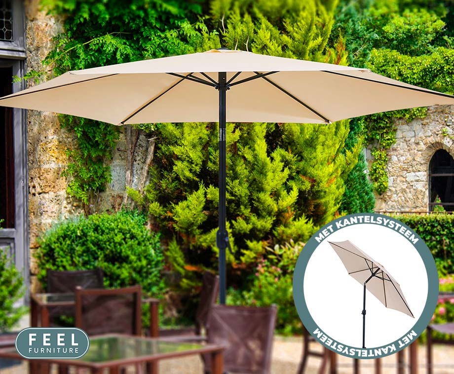 Feel Furniture XXL Parasol 3 Meter Crème Aanbieding ⏰ | Voor