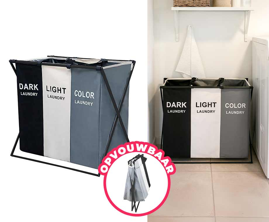 Opvouwbare Wasmand Met 3 Vakken Aanbieding ⏰ | VoordeelVange