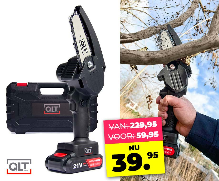 QLT Mini Kettingzaag Met Accu Aanbieding ⏰ | VoordeelVanger.