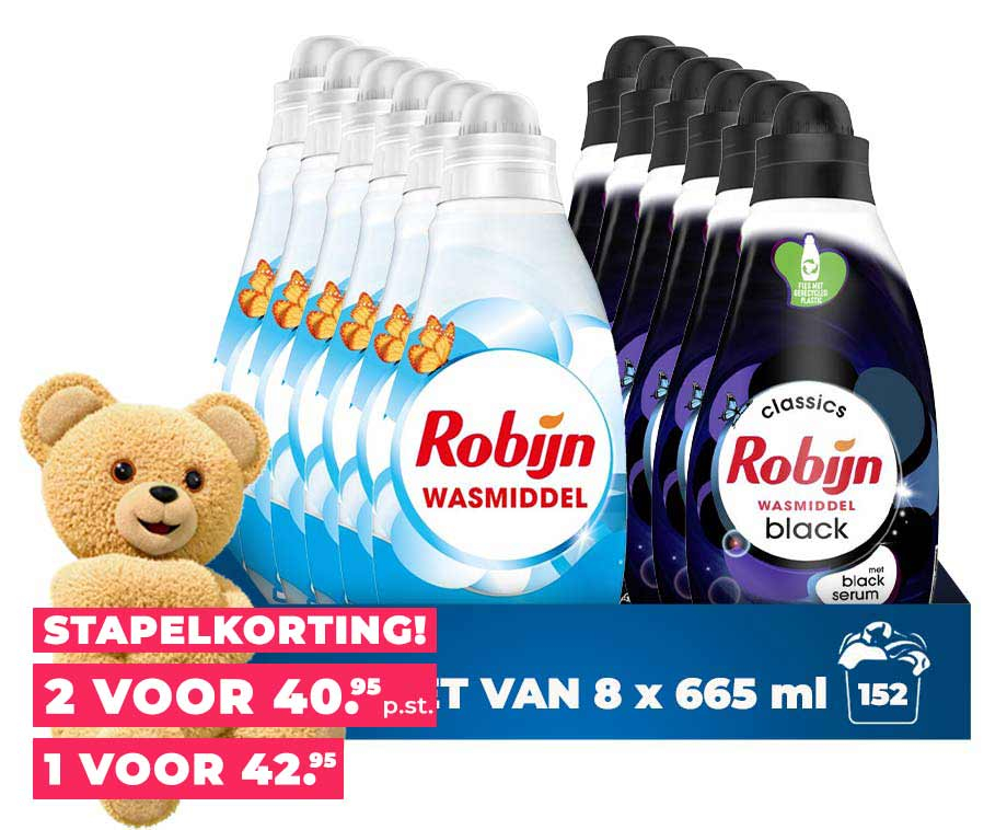 Robijn Wasmiddel Vloeibaar 152 WASBEURTEN Aanbieding ⏰ | Voo