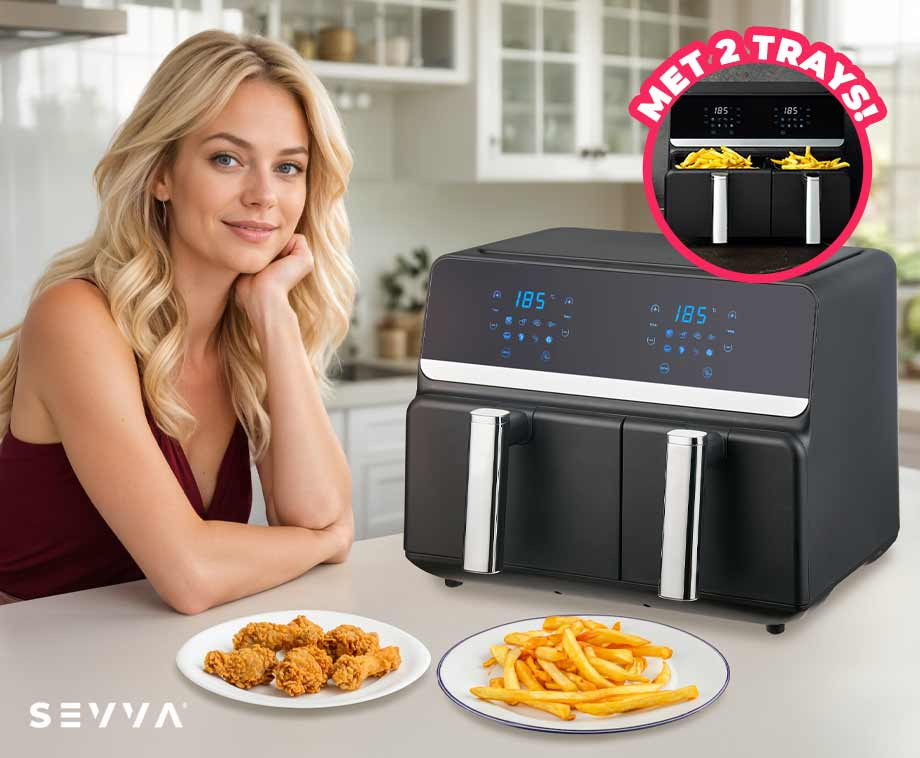 SEVVA® Dubbele Airfryer XXL Aanbieding ⏰ | VoordeelVanger.nl