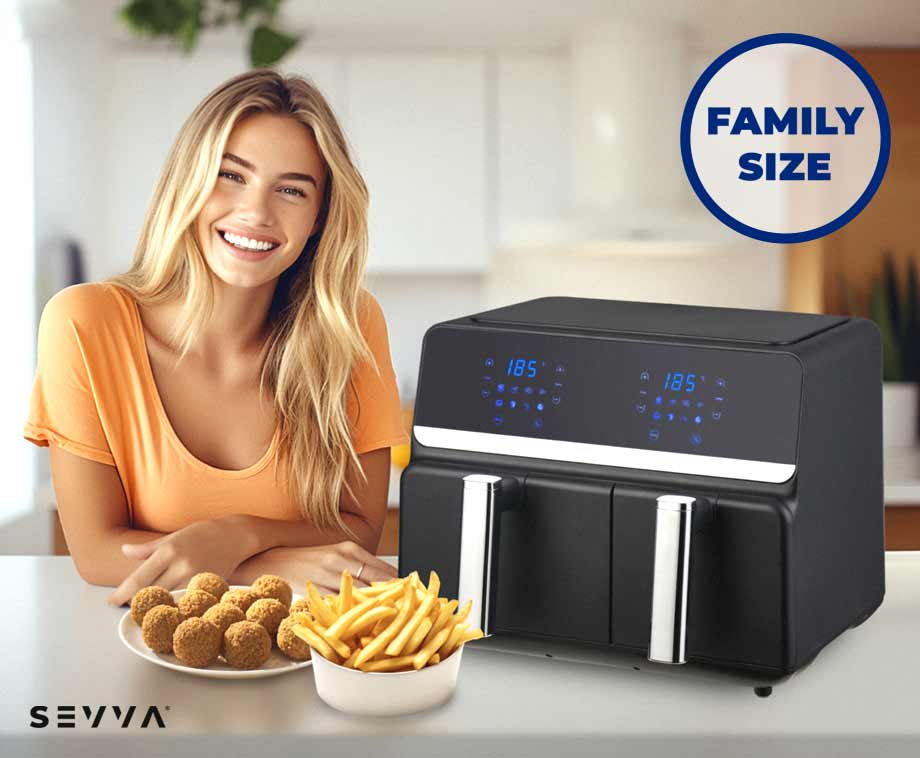 SEVVA® Dubbele Airfryer XXL Aanbieding ⏰ | VoordeelVanger.nl
