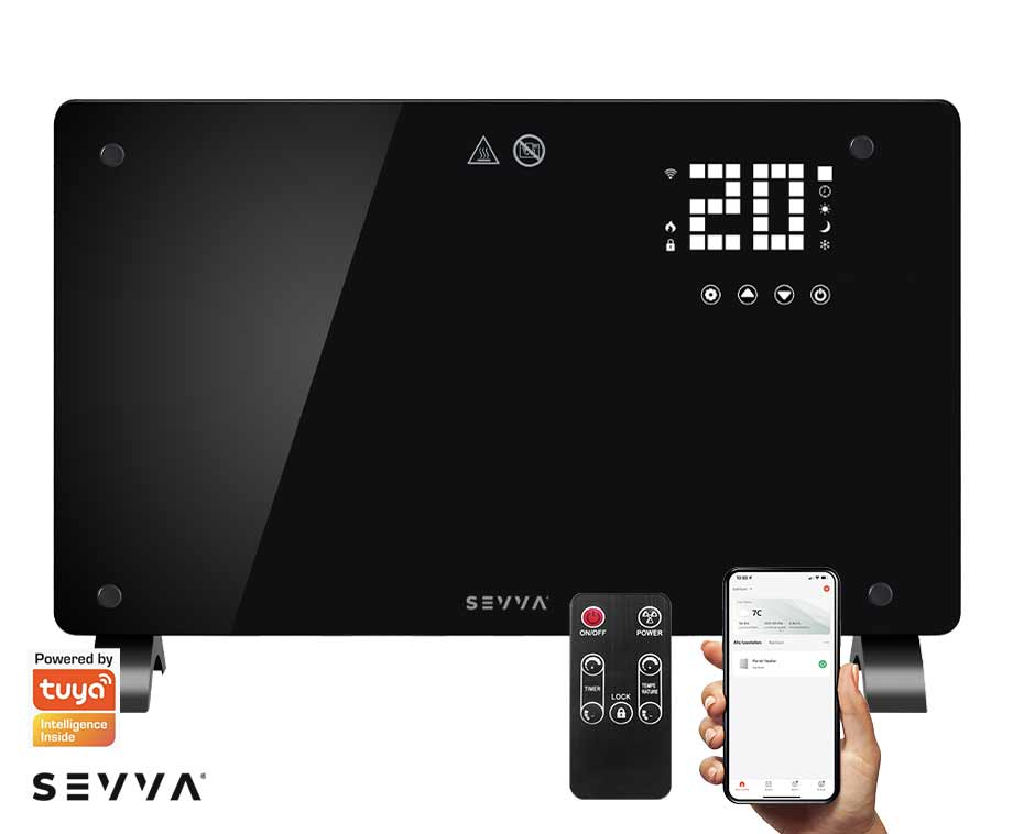 SEVVA® Slimme Paneelverwarming 2000W Zwart Aanbieding ⏰ | Vo