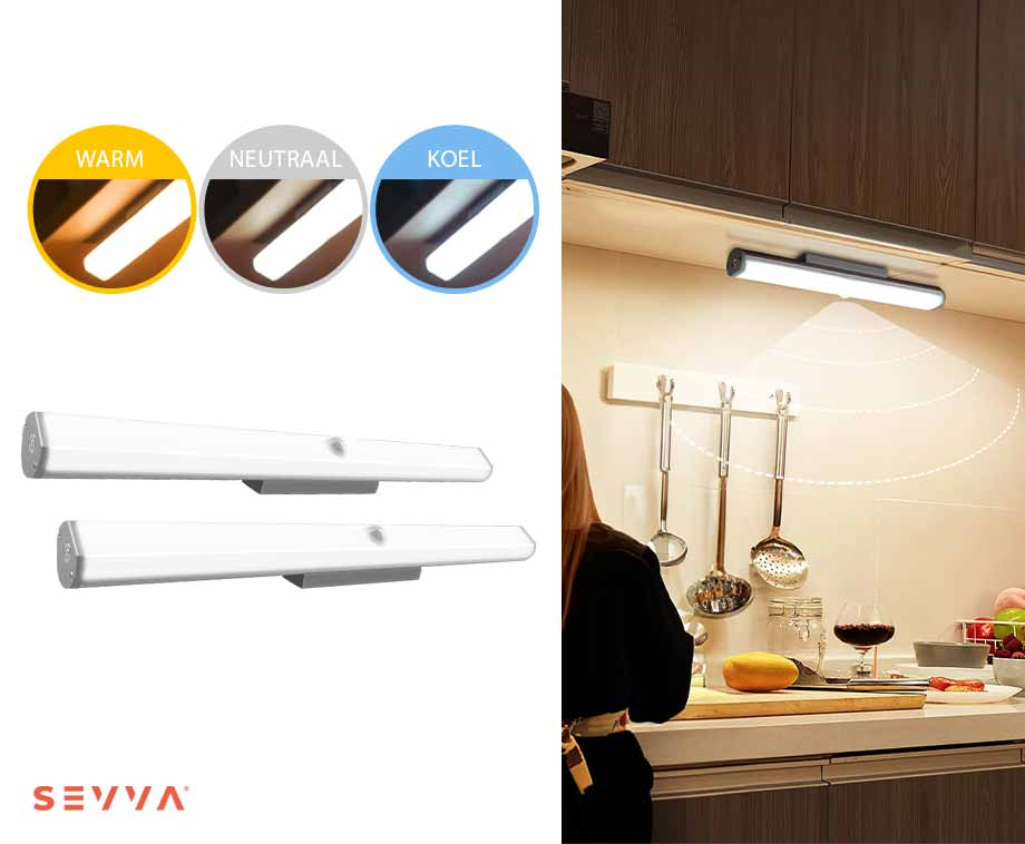 2-Pack SEVVA LED Round Bar Smart Sensor Light 30 cm Aanbiedi