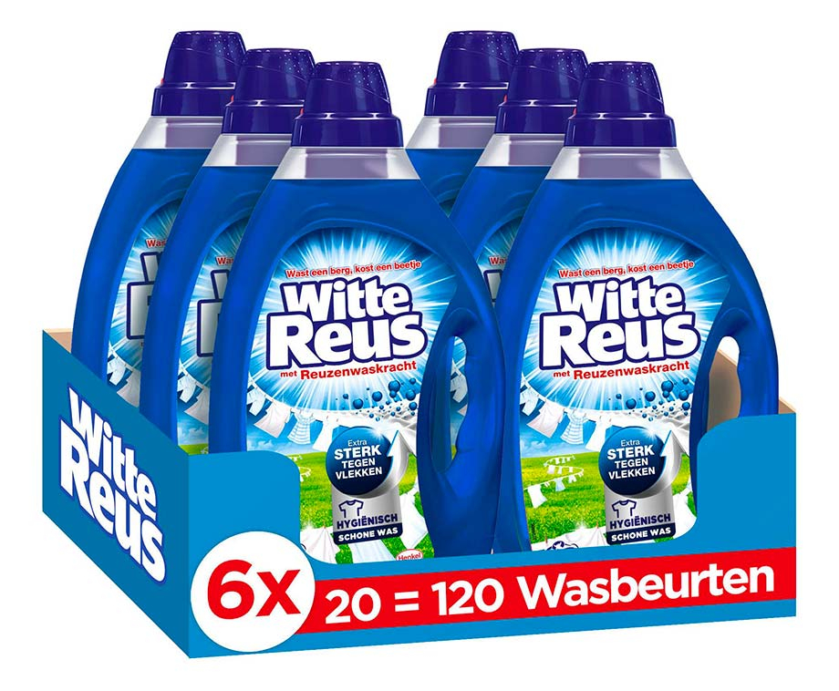 6x1L Witte Reus Vloeibaar Wasmiddel Aanbieding ⏰ | VoordeelV