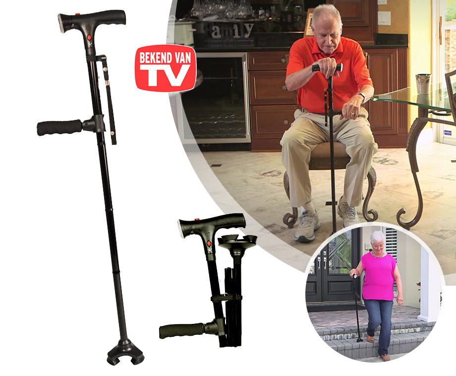 Opvouwbare Wandelstok Met LED Zaklamp Aanbieding ⏰ | Voordee