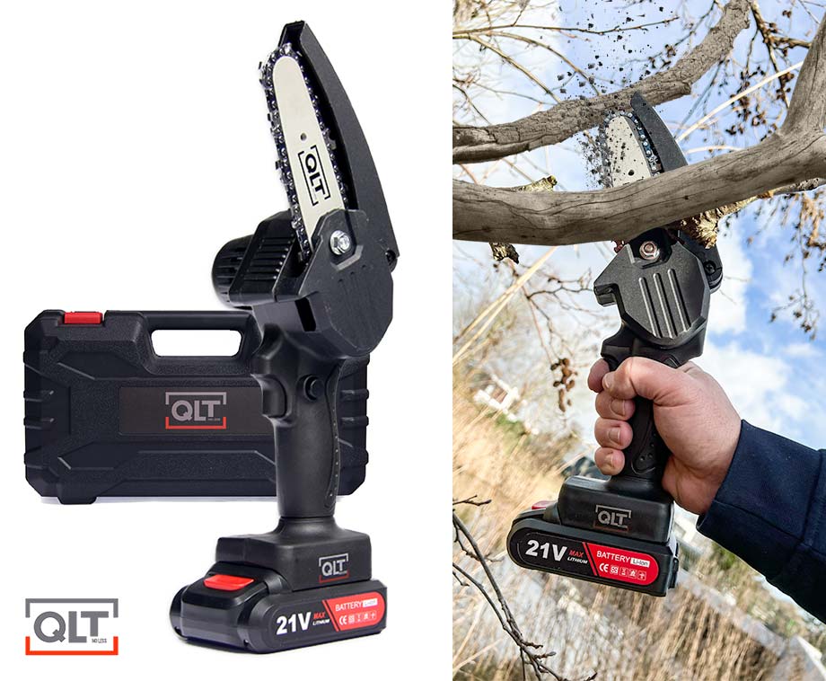 QLT Mini Kettingzaag Met Accu - Superkrachtige Zaag Voor Takken En Hout ...