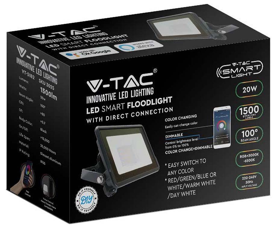 V-Tac Smart Wifi Floodlight Aanbieding ⏰ | VoordeelVanger.nl