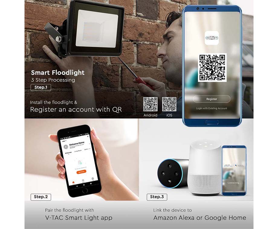 V-Tac Smart Wifi Floodlight Aanbieding ⏰ | VoordeelVanger.nl